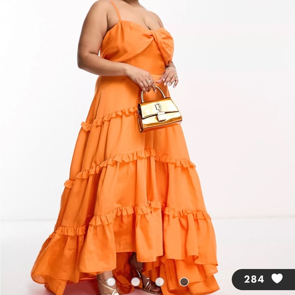 ASOS Curve | Dresses | Hi Low Tiered Orange Frill Dress | Poshmark
